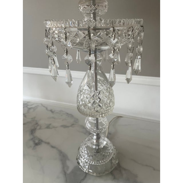 Vintage Genuine Cut Crystal Lamp With Hanging Crystals | Chairish