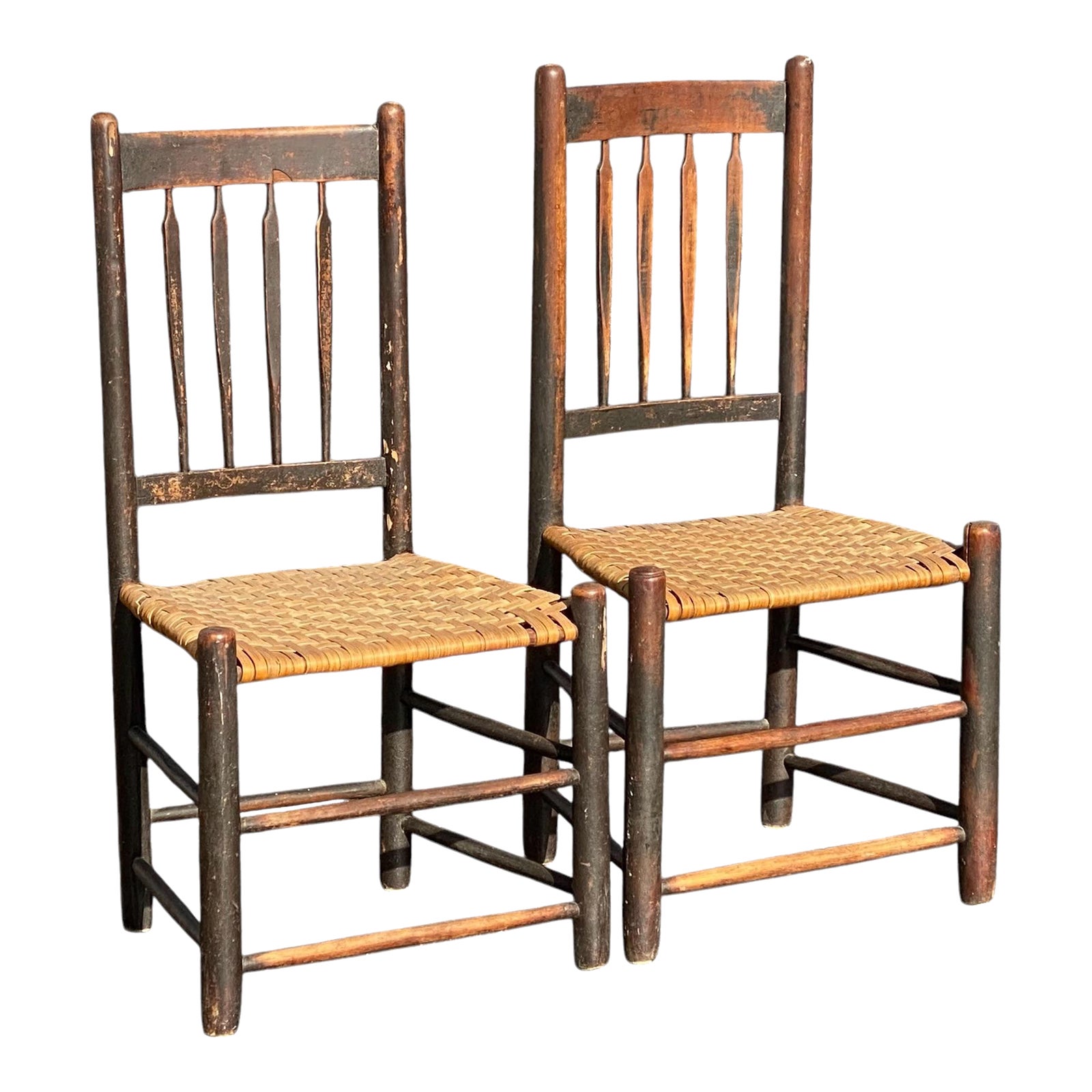 Early 19th Century Antique Pair of Arrowback Chairs With Splint Seats ...