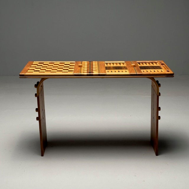 David Levy, American Studio, Mid-Century Modern, Game Table, Parquetry ...