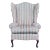 Reupholstered Striped Wing Chair With Feather Cushion | Chairish