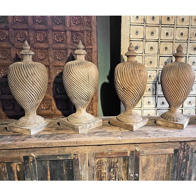 Vintage Carved Wood Finial Decor | Chairish
