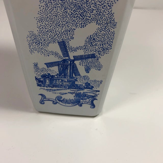 Vintage Vandermint White Milk Glass Blue Windmill Liquor Bottle W Tulip ...