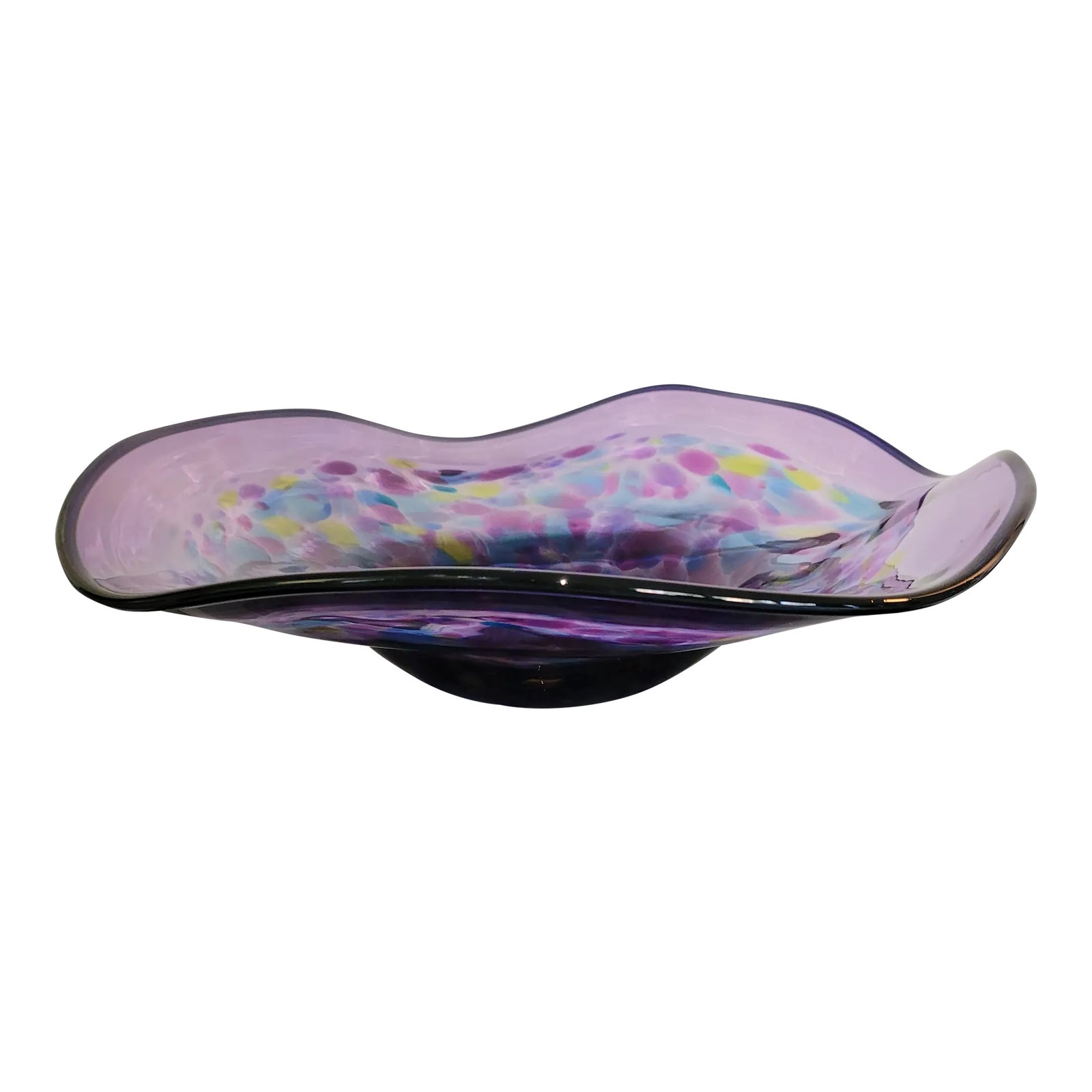 Late 20th Century Shawn Messenger Art Glass Bowl | Chairish