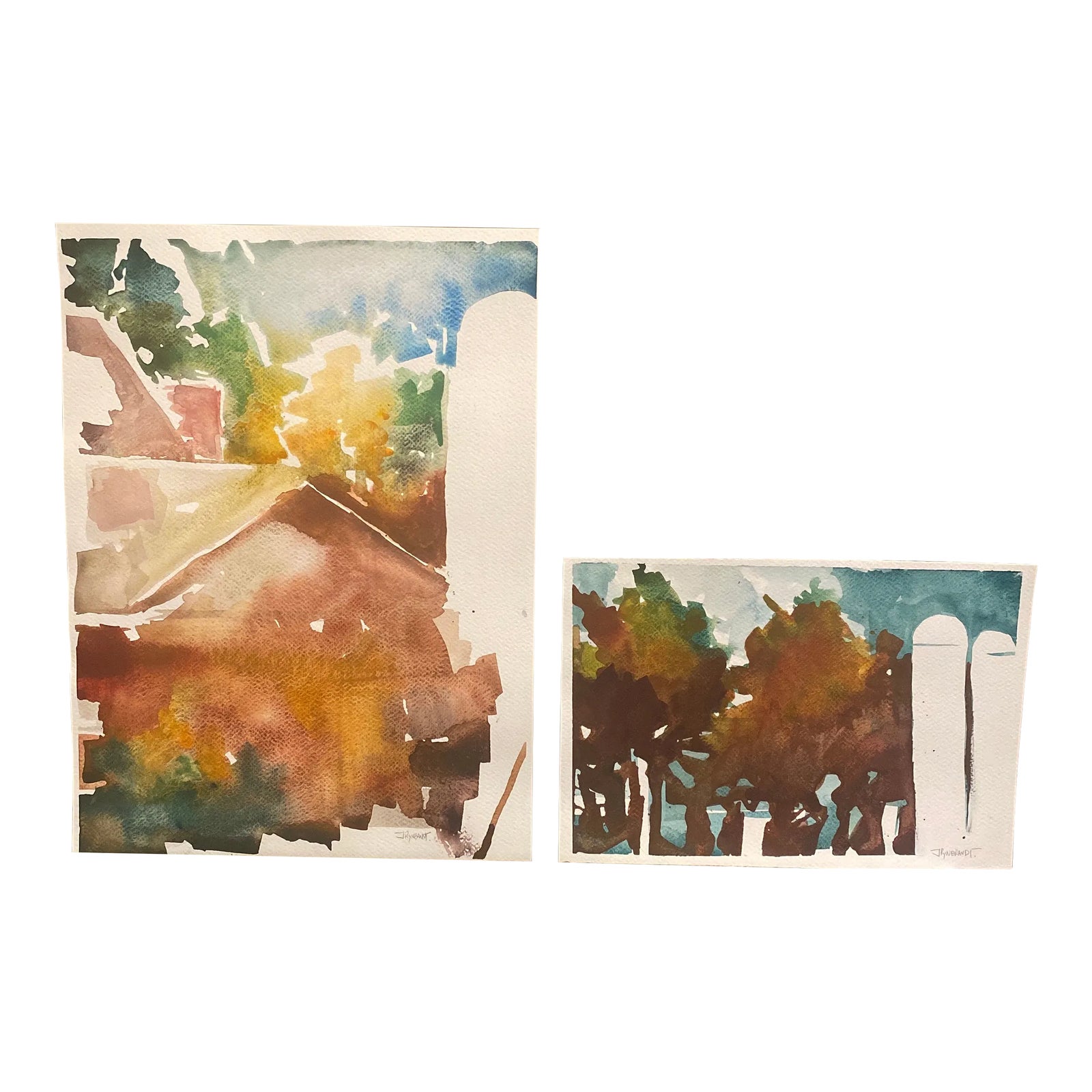 “Autumn at Ruby Ellen Farm” Original Watercolors, A Pair | Chairish