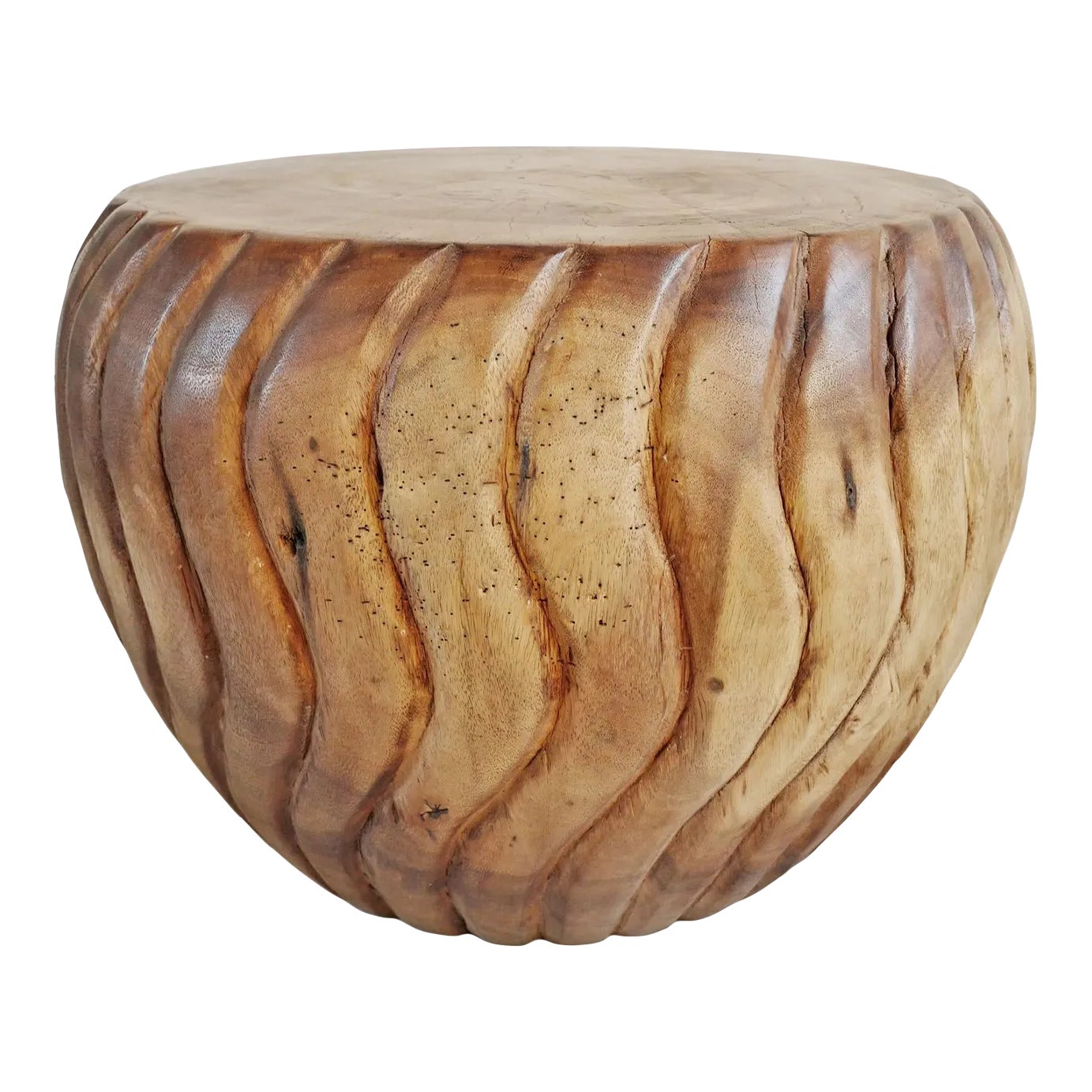 Monkey Pod Wave Side Table | Chairish