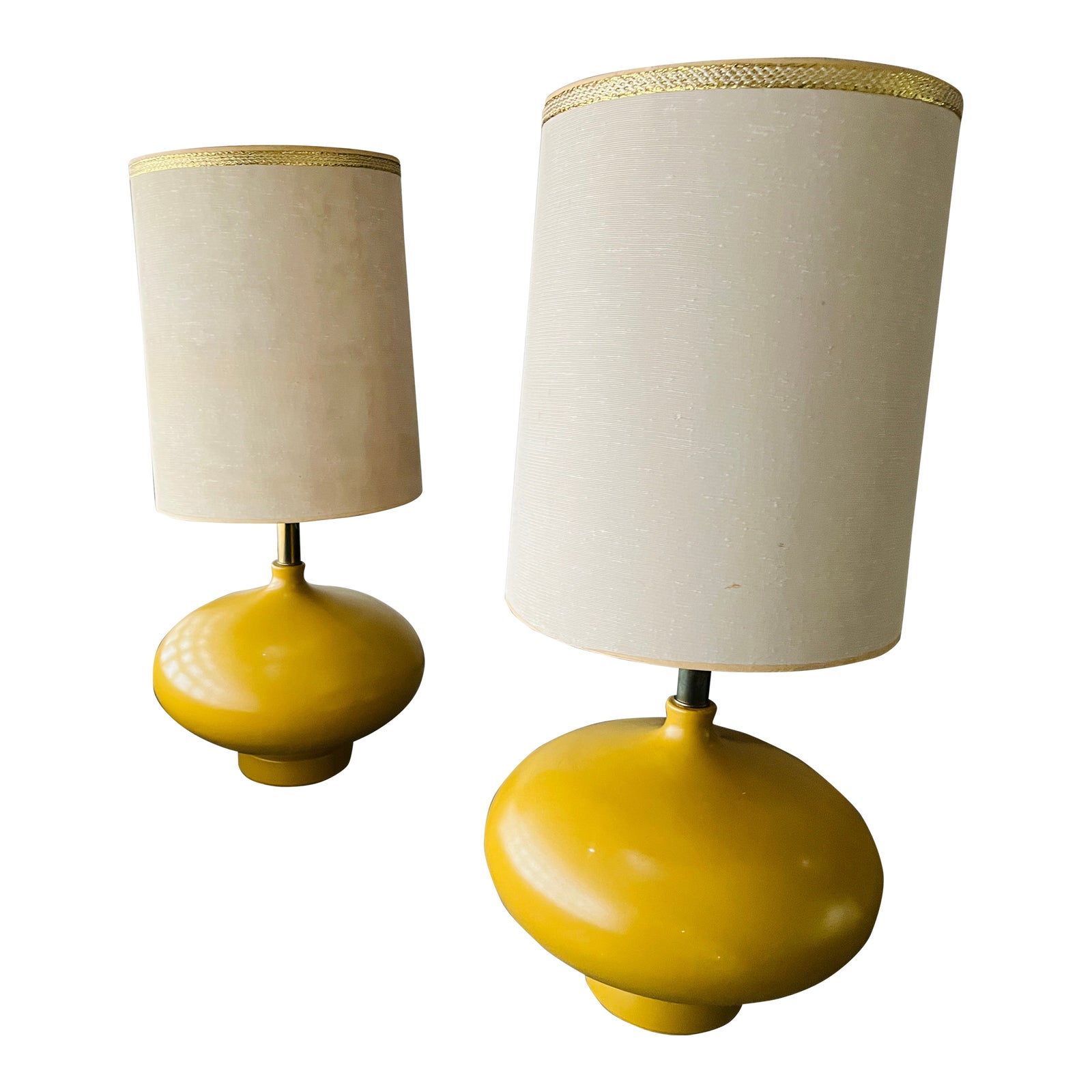 1960s Mid Century Modern Mustard Sculptural Ceramic Lamps - a Pair ...