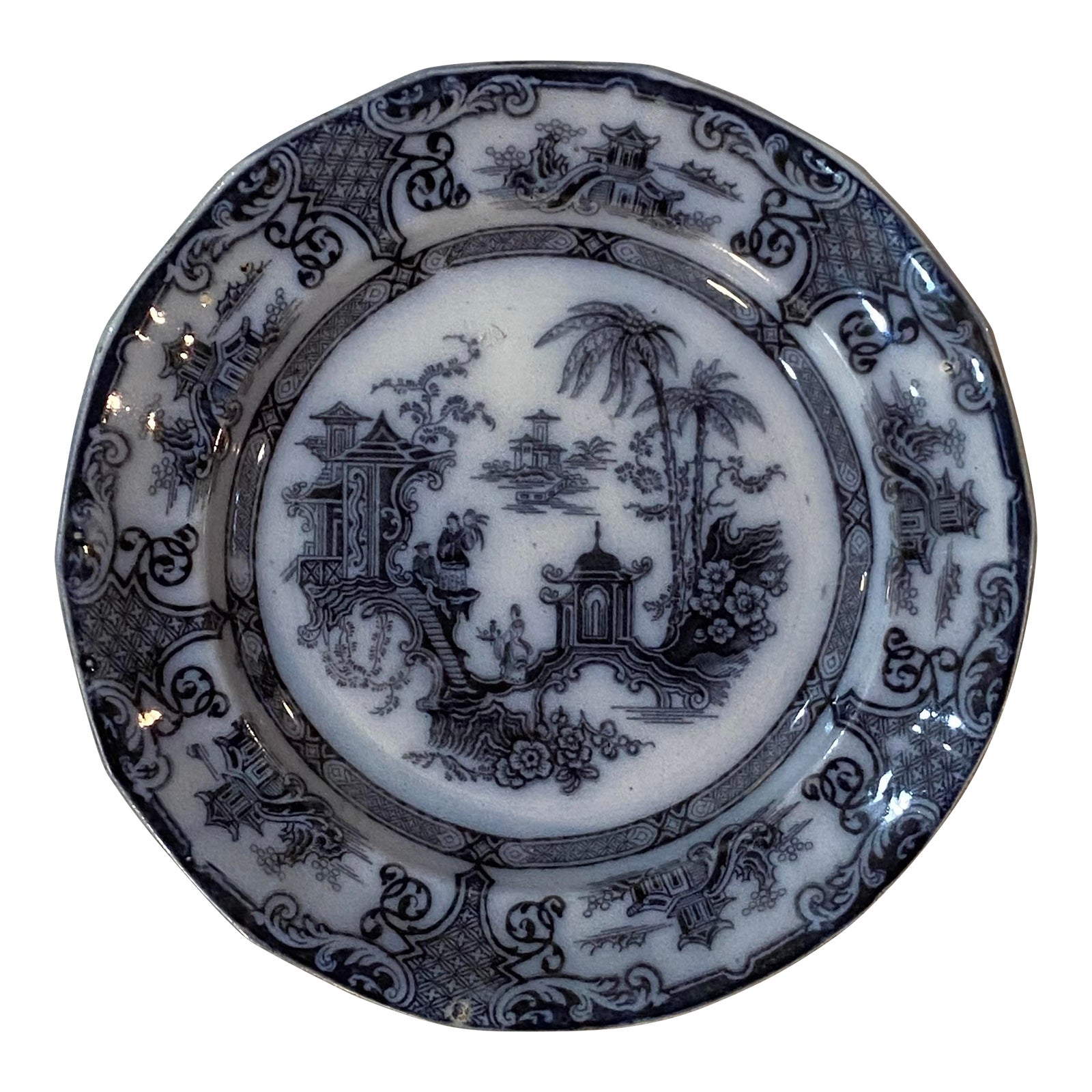 Mid 1800s R. H & C, Ning-Po Pattern, Black Transferware Decorative ...
