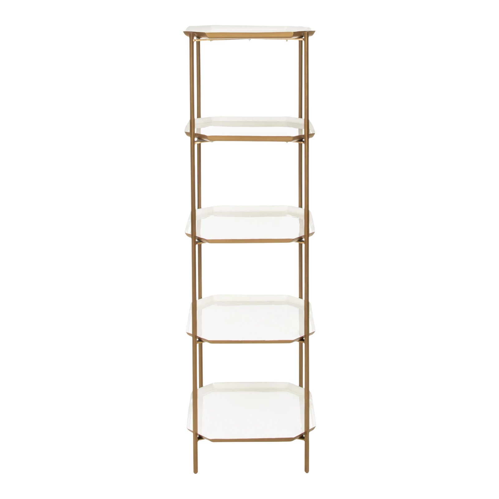 5 Tier Etagere in White & Brass | Chairish