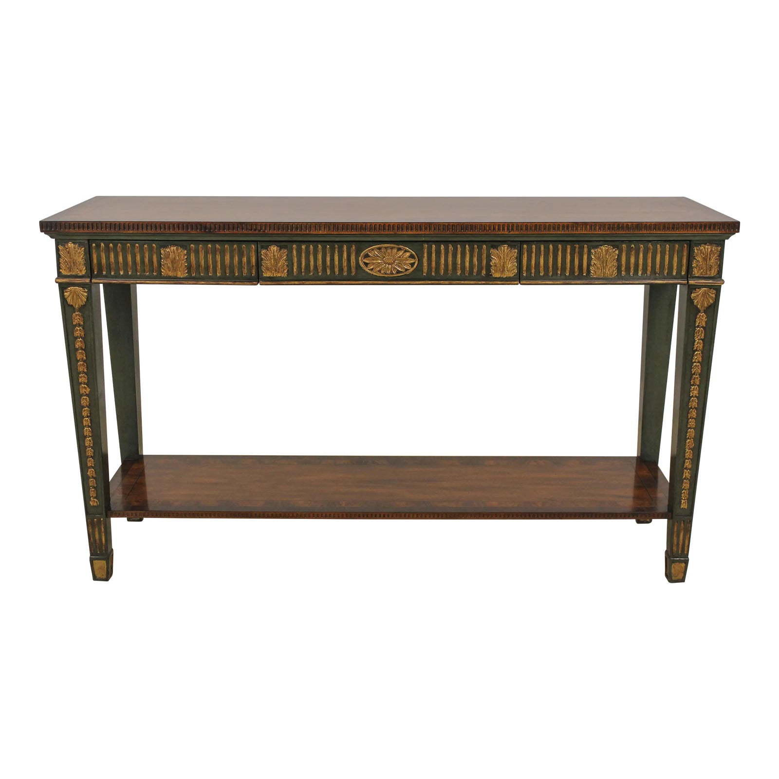 Theodore Alexander Neoclassical Paint Decorated Console Table | Chairish