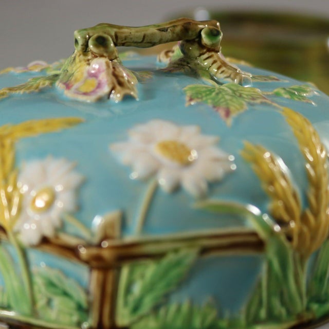 George Jones Majolica Muffin Dish and Cover | Chairish
