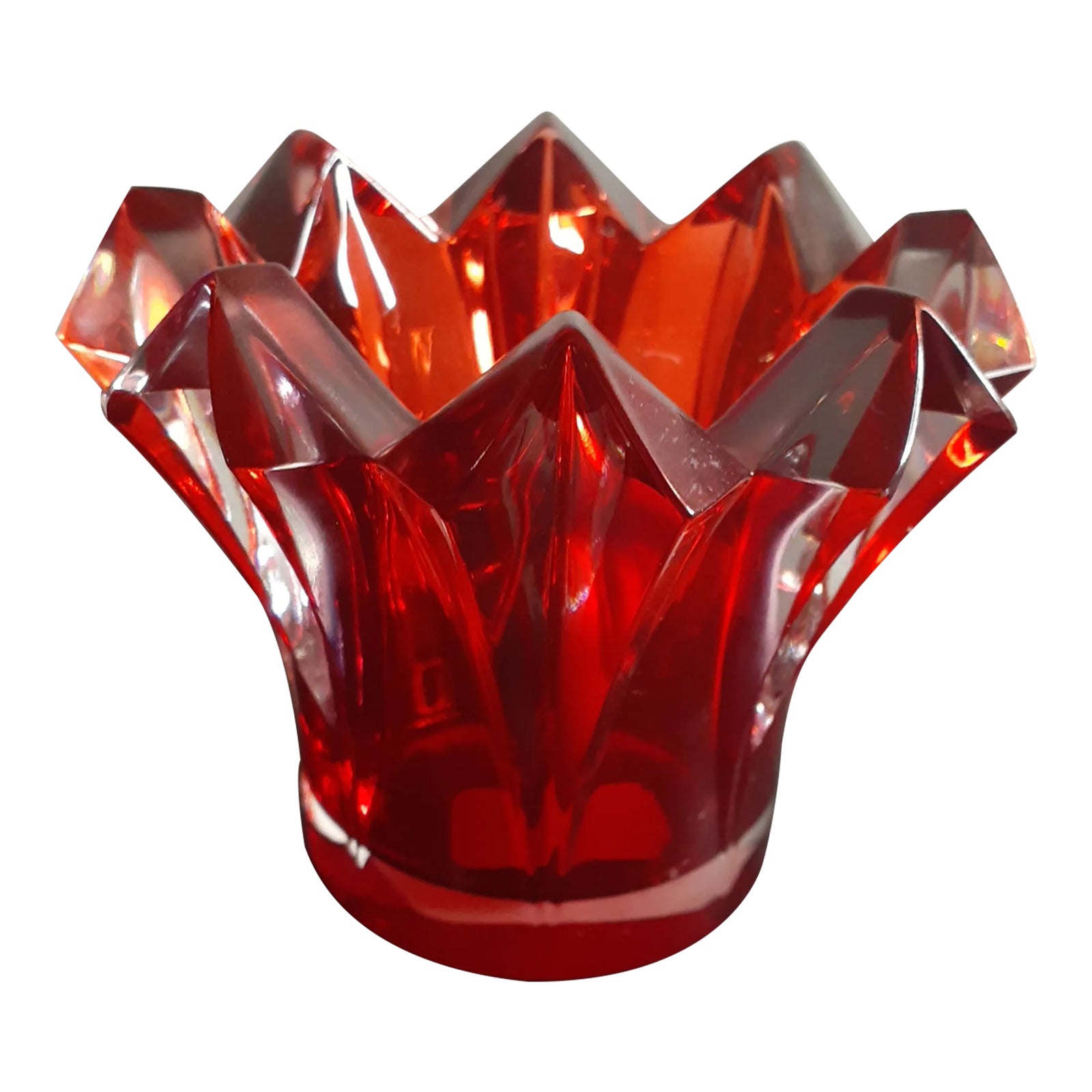Vintage Mikasa Czech Republic Red Crystal Skyline Single Votive Holder ...