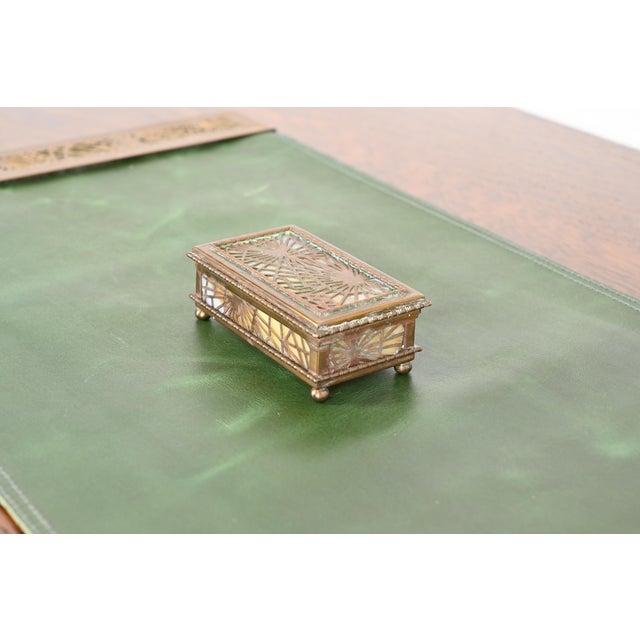 Tiffany Studios New York Pine Needle Pattern Bronze Doré and Slag Glass ...