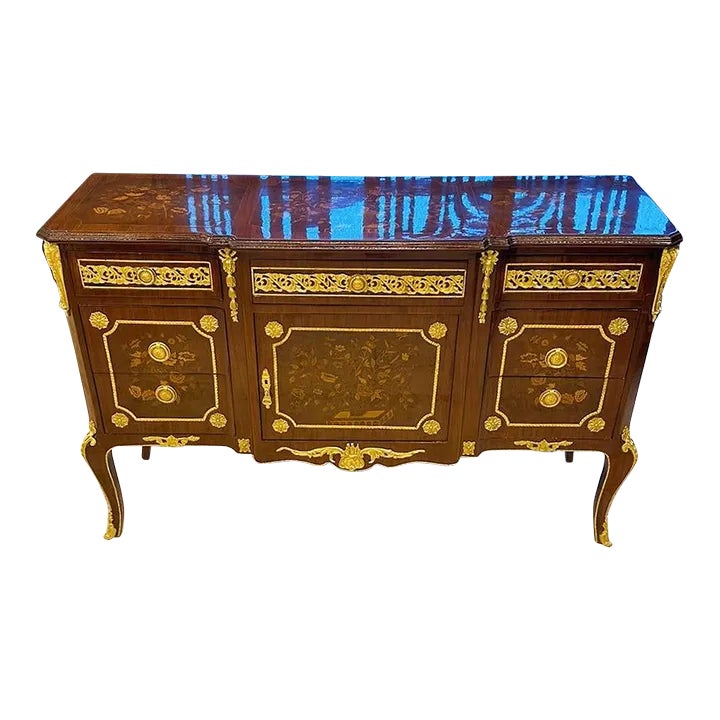 French Louis XVI Style Brown Commode With 7 Drawers | Chairish