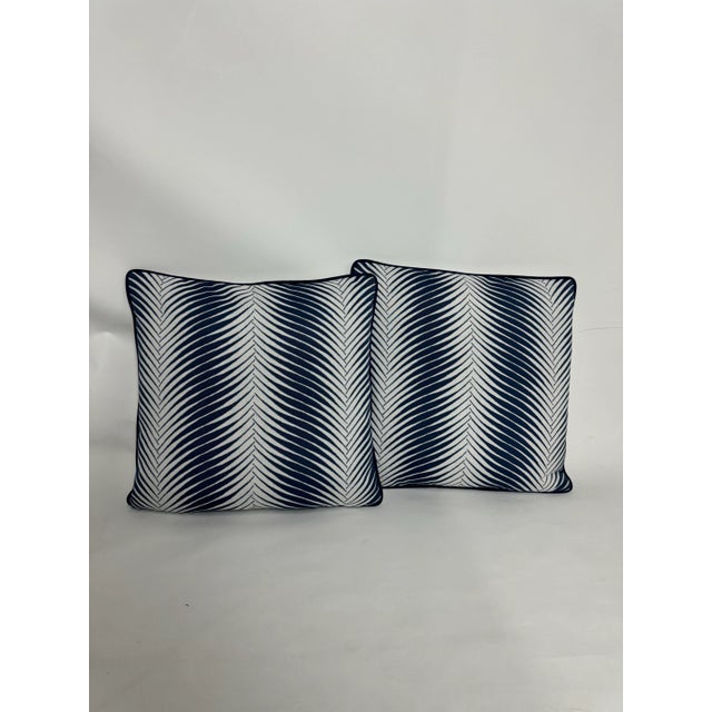 Sunbrella Clock Out in Indigo Indoor/Outdoor Pillows - A Pair | Chairish