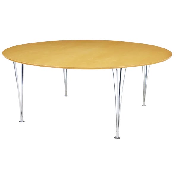Large Scandinavian Round Birch Dining Table by Bruno Mathsson, 1980 ...