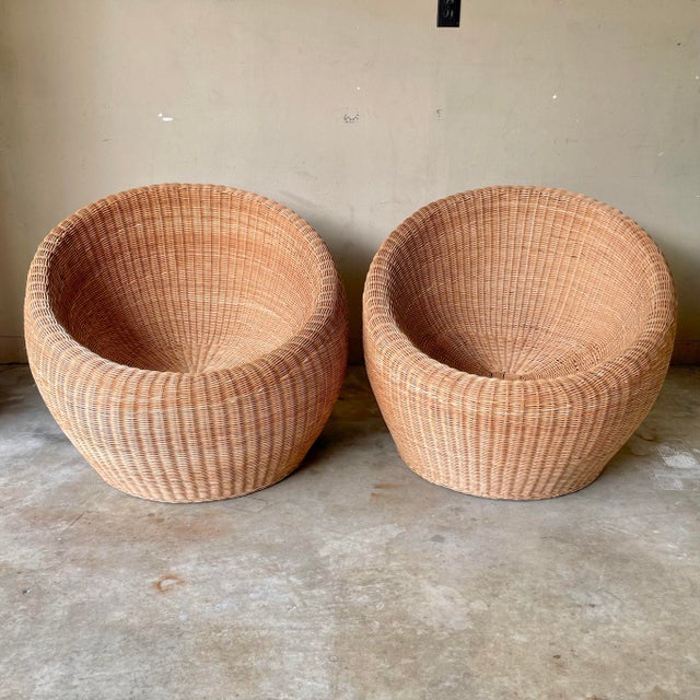 1970s Eero Aarnio Style Wicker Pod Chaird- a Pair | Chairish