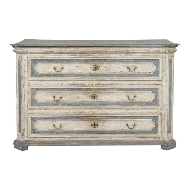 18th Century French Large Painted Commode With Hand-Painted Marbleized ...