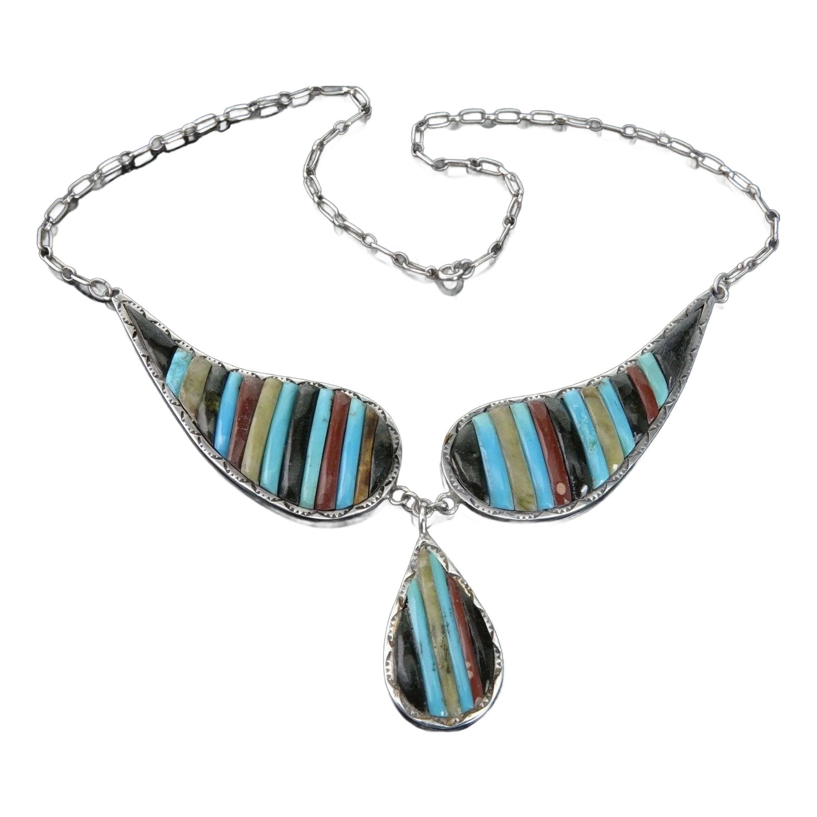 Vintage Carlos Eagle Native American Sterling Cobblestone Necklace ...
