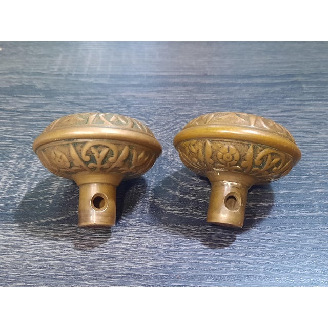 Antique Victorian Eastlake Brass Bronze Door Knobs - Set of 2 | Chairish