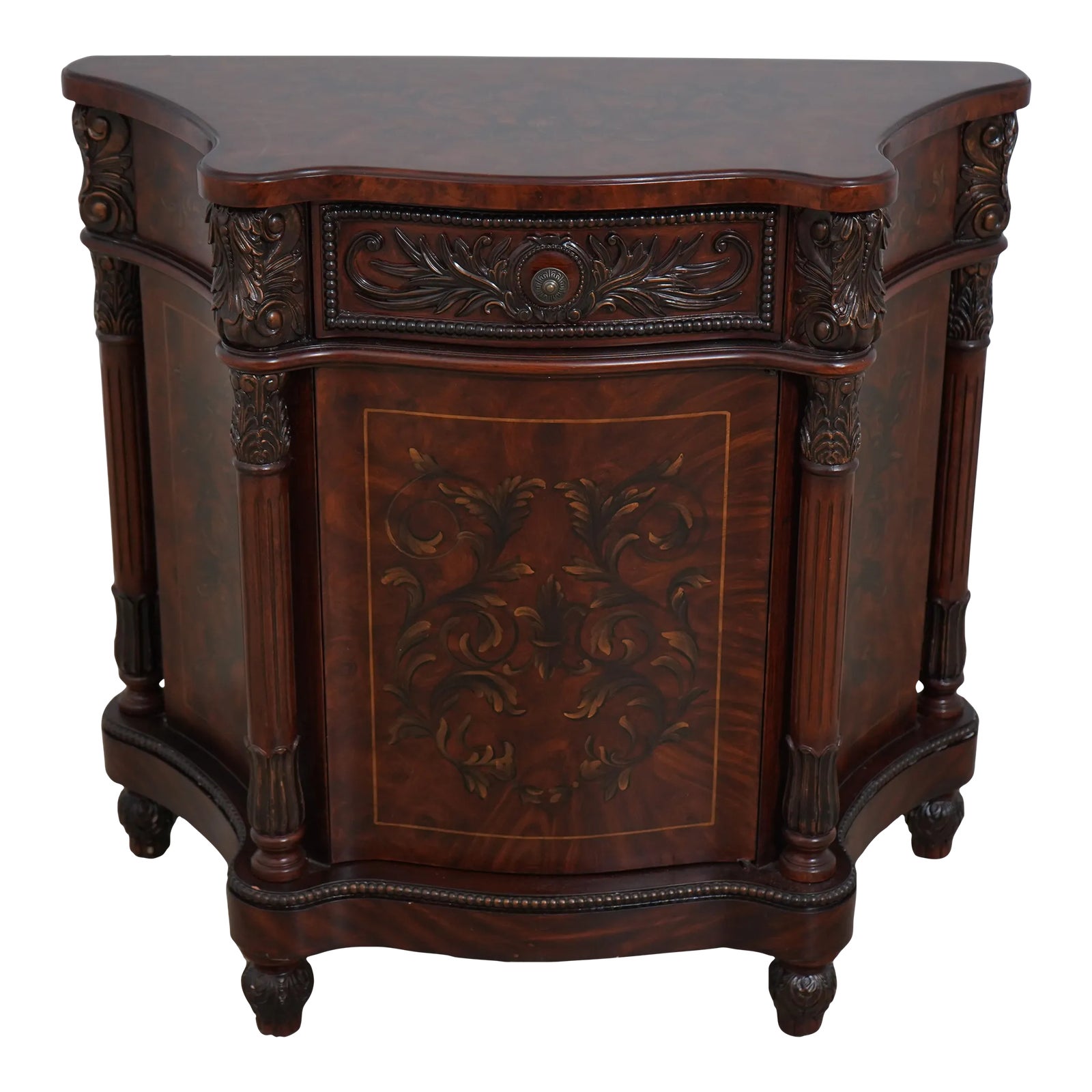 Stunning Paint Decorated Commode Hall Chest | Chairish
