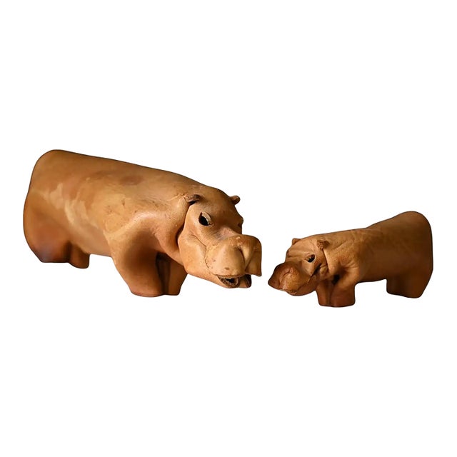 Leather Hippo Pair by Deru Germany, Circa 1960 | Chairish