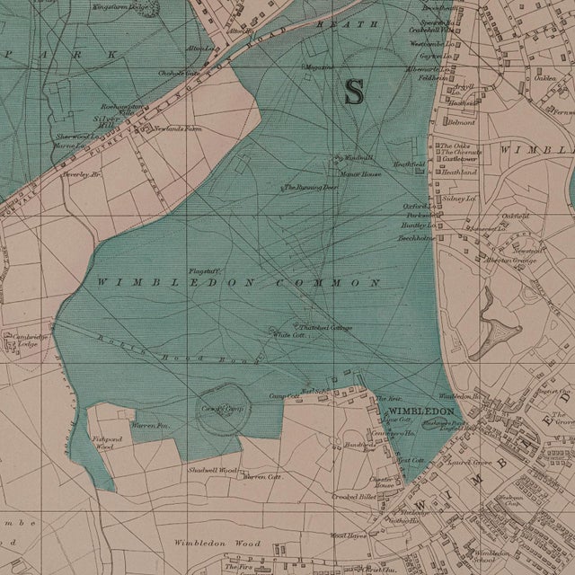 1885's Large Antique Wimbledon Map | Chairish