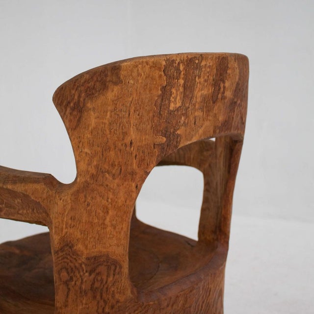 Sculptural Wood Hand-Carved Chair | Chairish