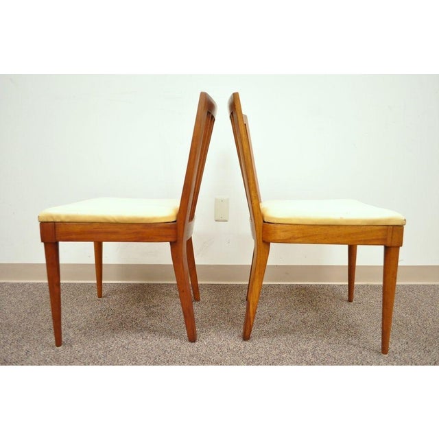 Pair Vintage Mid Century Modern Maple Slat Back Dining Chairs Paul