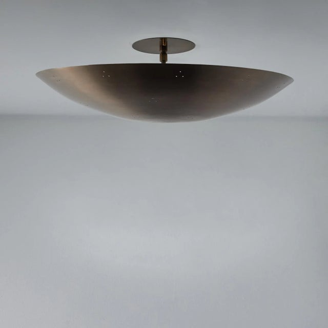 Two Enlighten 'Rey 20' Perforated Patinated Brass Dome Ceiling Lamp ...