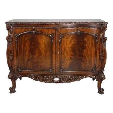 Chippendale Carved and Figural Mahogany 2 Door Server Cabinet | Chairish