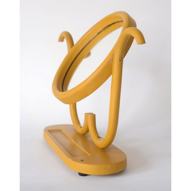 Vintage Italian Yellow Art Deco Boho Wooden Vanity Mirror | Chairish