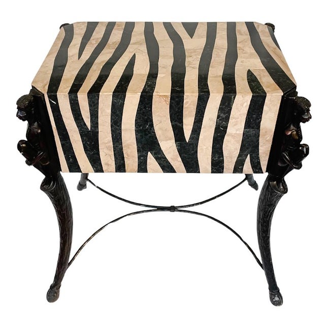 Zebra Side Tables With Tribal African Wood Sculptures & Hoof Feet - a ...
