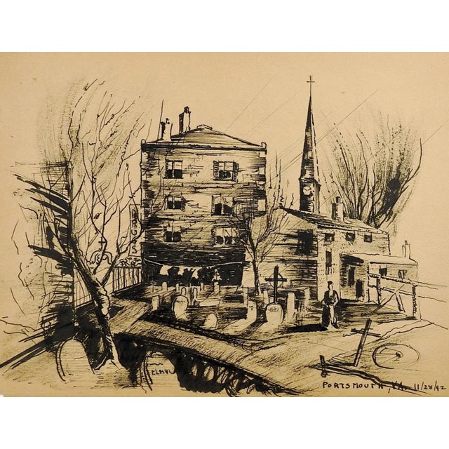 Wpa Style Portsmouth Virginia 1942 Drawing | Chairish