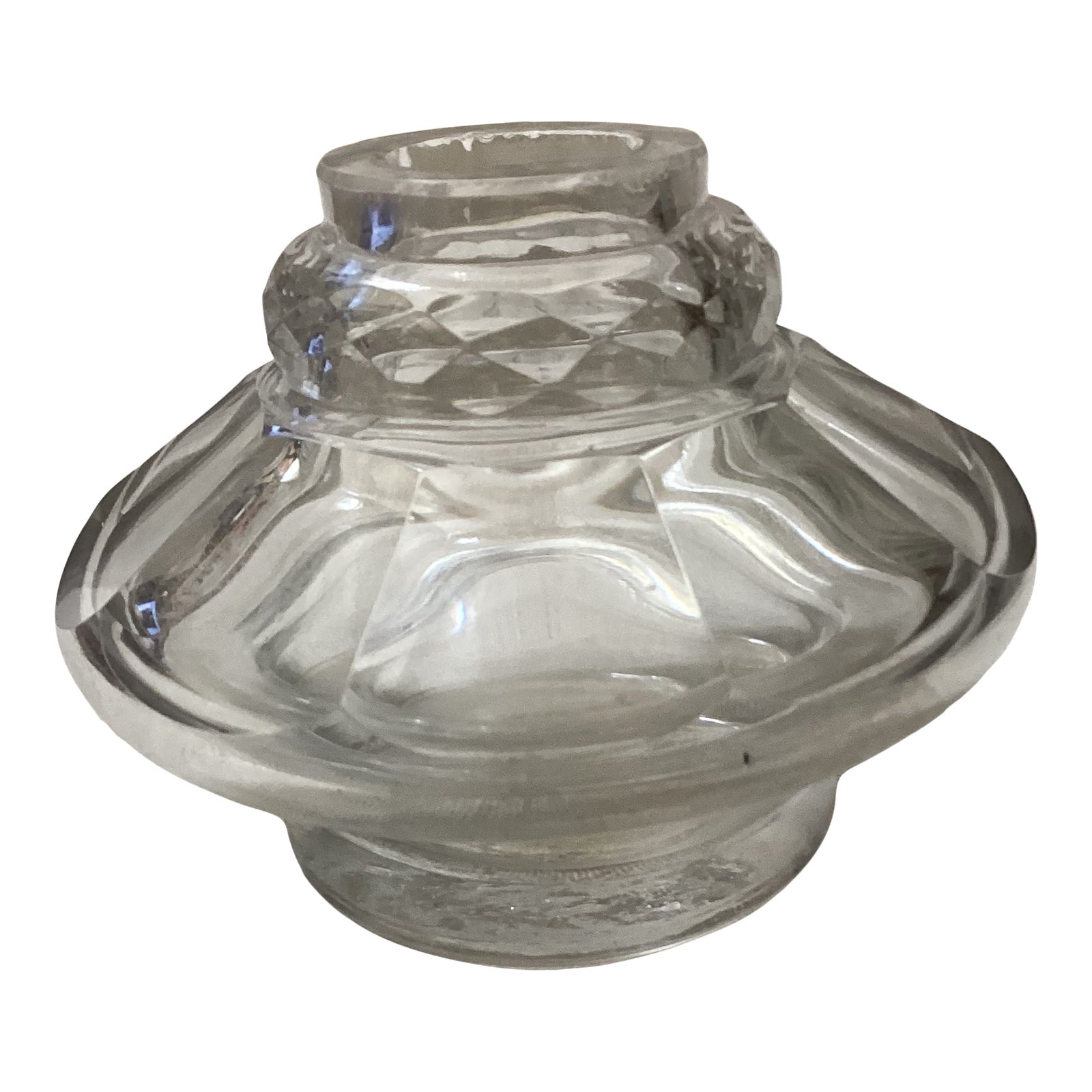 Antique Diamond-Cut and Flared Round Glass Inkwell | Chairish