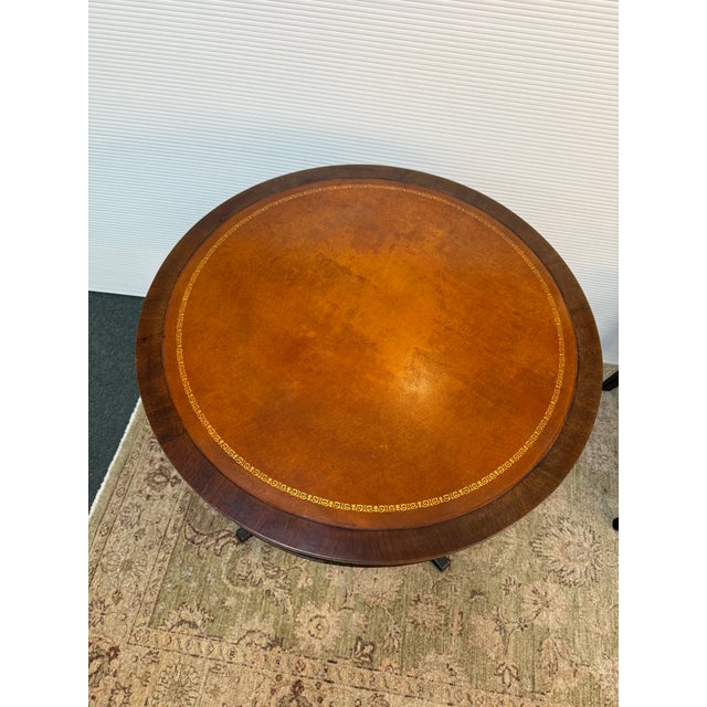 Vintage Brandt Furniture Duncan Phyfe Styled Tooled Leather Drum Table ...