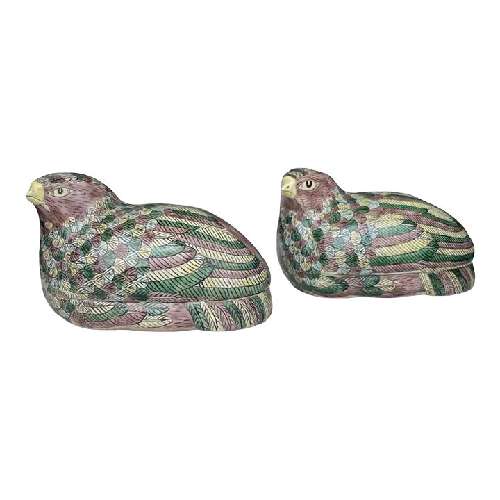 Late 19th Century Antique Qing Chinese Famille Verte Porcelain Quail ...