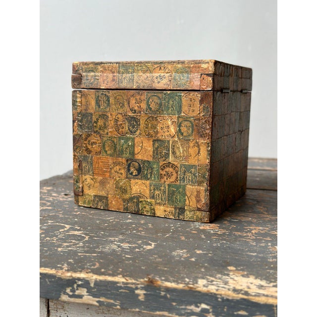 Antique Folk Art European Stamp Découpage Storage Box, Circa Late 19th ...