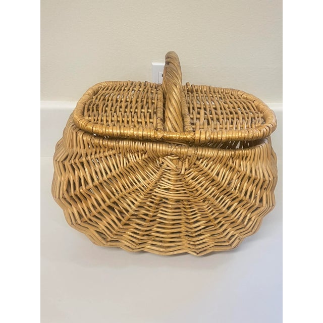 1970s Vintage Large Bamboo Cane French Picnic Basket With Removable Lid ...