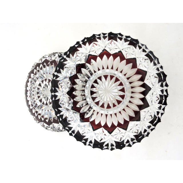 Antique English Ruby Red Cut Glass Serving Set, Charger and Six Bowls ...