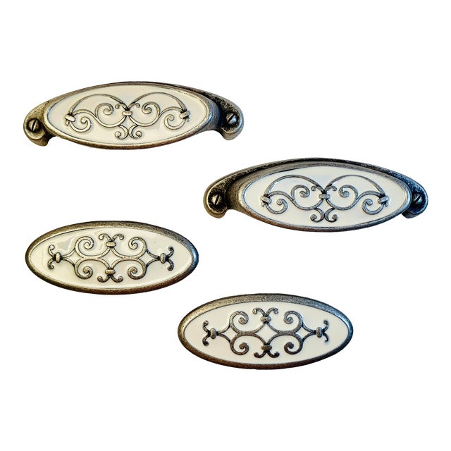 Vintage Late 20th Century Italian Ivory Color Enamel With Pewter Finish ...