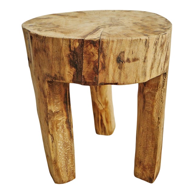 Contemporary Rustic Naga Three Leg Wood Table | Chairish