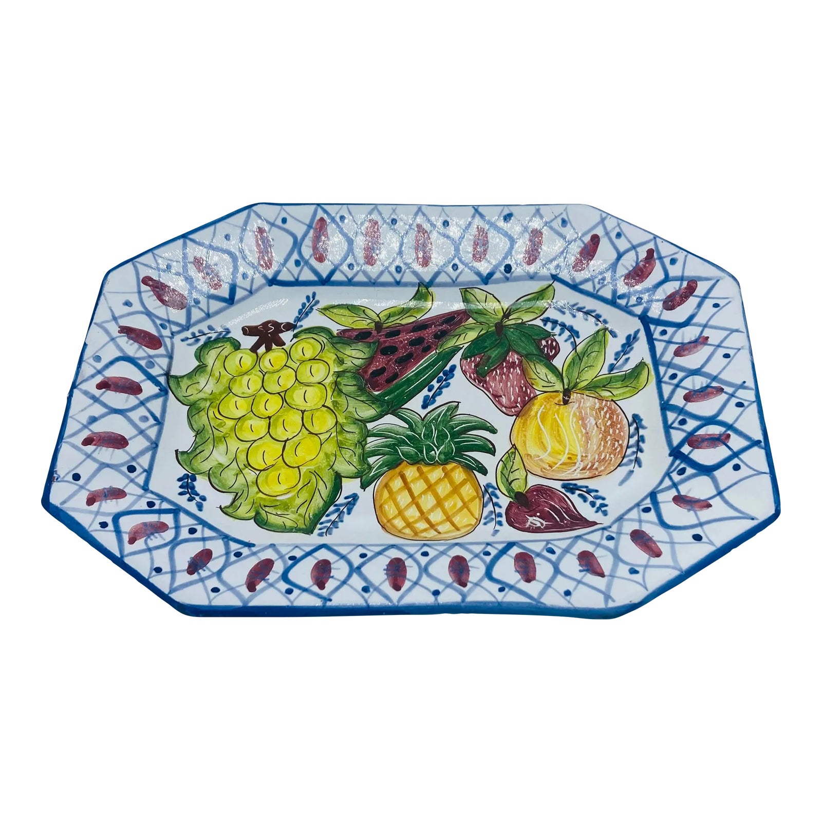 Vintage Italian Hand Painted Serving Plate | Chairish
