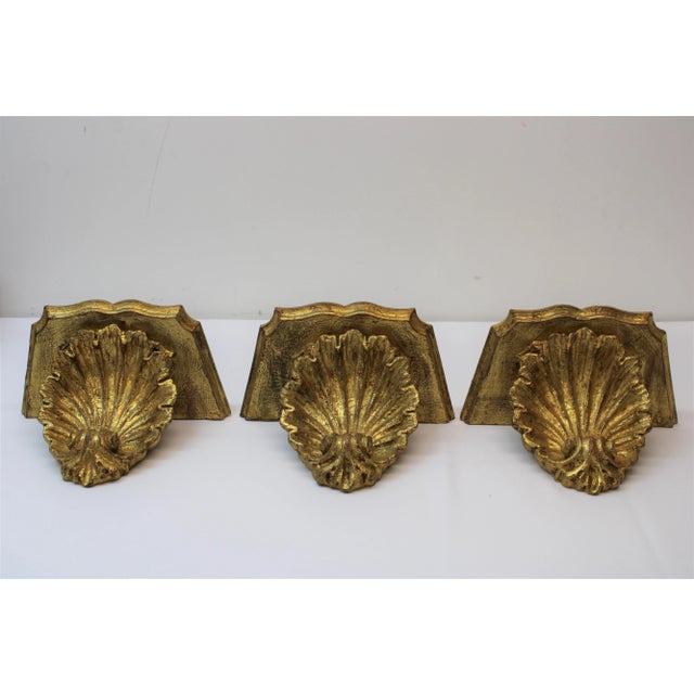 Hand Carved Wood Shell Wall Shelves | Chairish