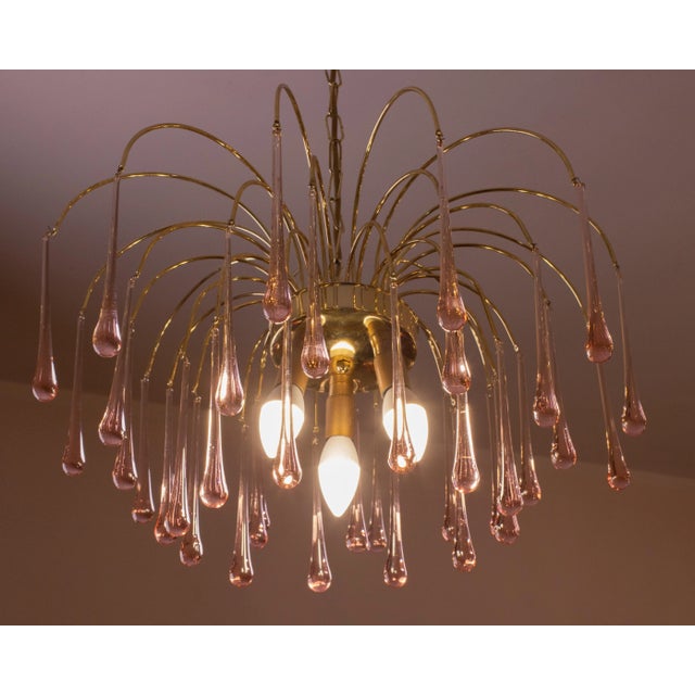 Lady Wendy Pink Drops Murano Chandelier, 1970s | Chairish