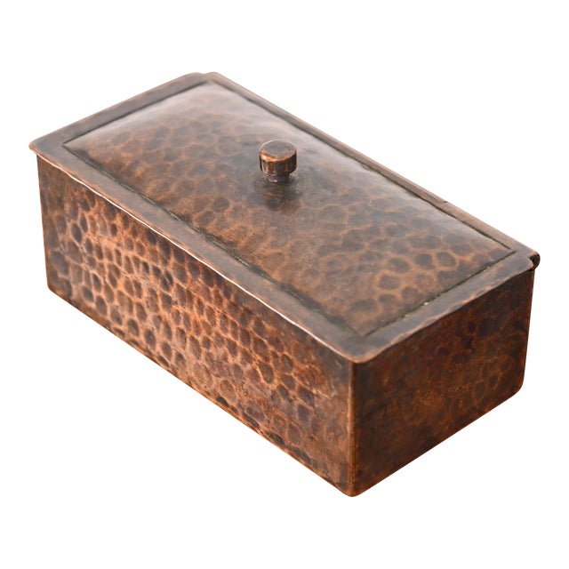 Signed Gustav Stickley Arts & Crafts Hammered Copper Box | Chairish