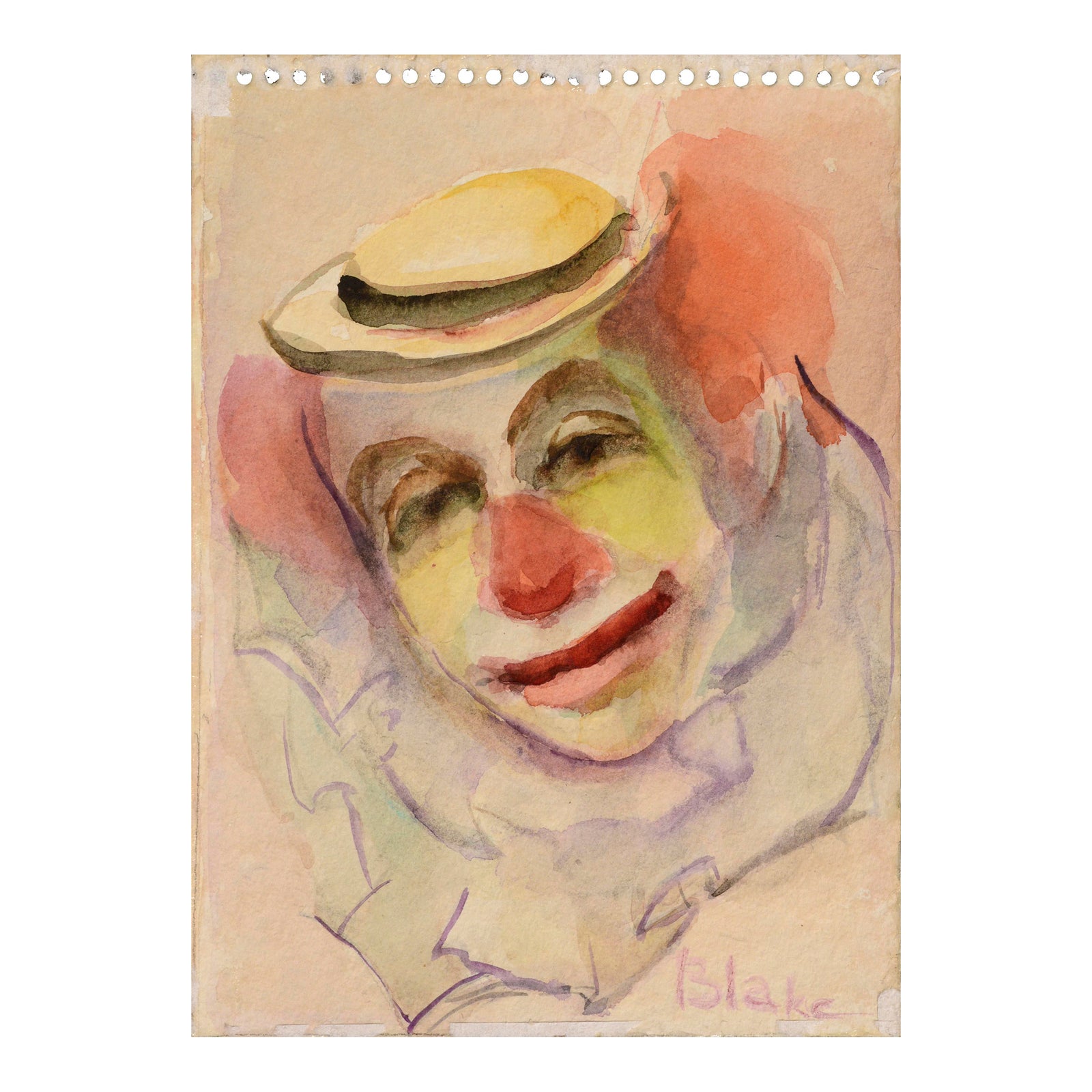 Clown With a Hat (Clown Portrait #9) by Marjorie May Blake | Chairish