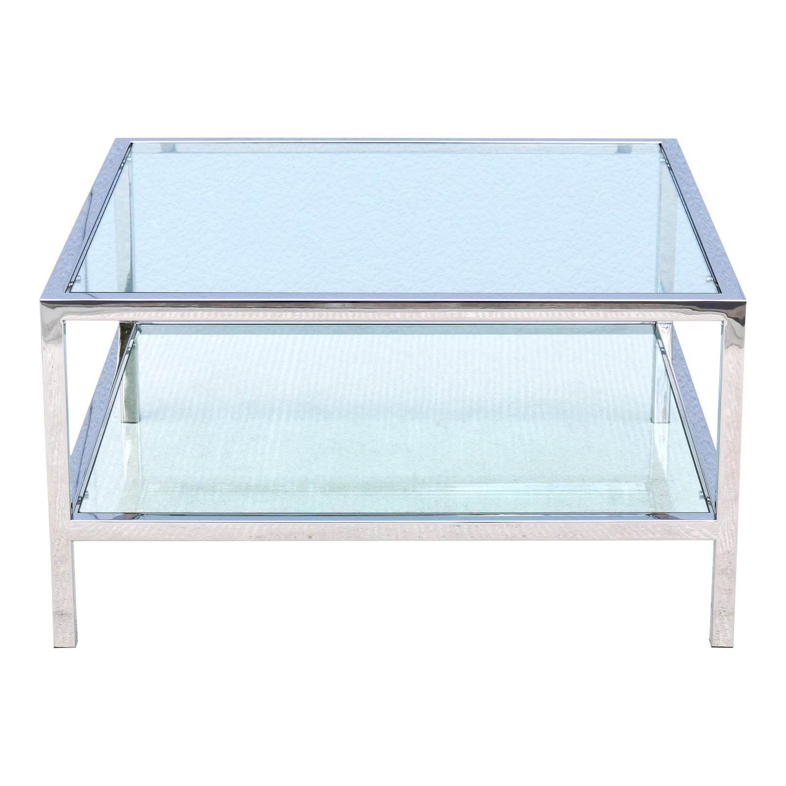 Mid-Century Modernism Milo Baughman Style Glass Square Coffee Table ...