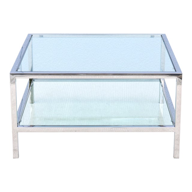 Mid-Century Modernism Milo Baughman Style Glass Square Coffee Table ...