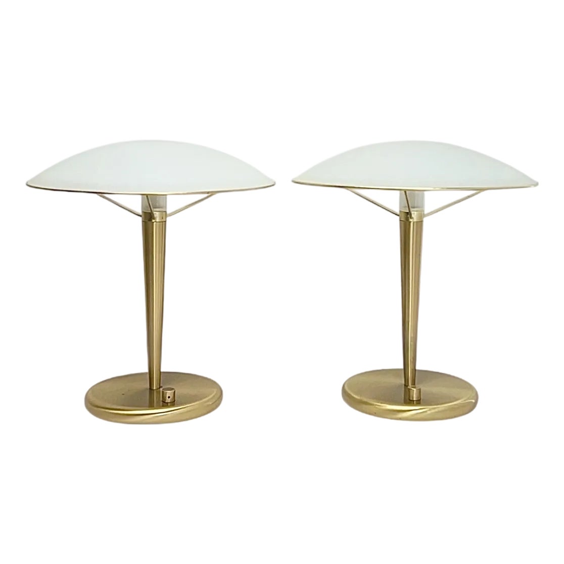 Brass and Glass Saucer Table Lamps from Holtkotter Leuchten, 1980s, Set ...