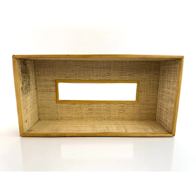 Vintage Mid-Century Rattan Tissue Box Cover | Chairish